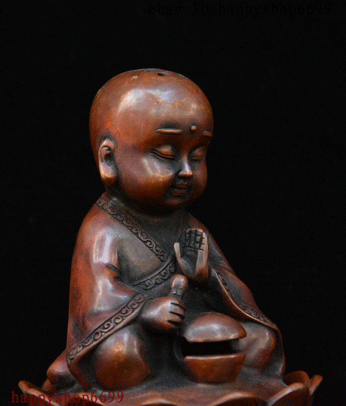 5 Chinese Buddhism Bronze Buddhist Monk Bonze Buddha Lotus flower ...