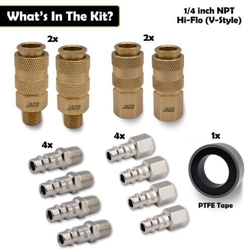 Hi-Flo Quick Connect Air Hose Fittings - 1/4 NPT | High Flow Plug ...