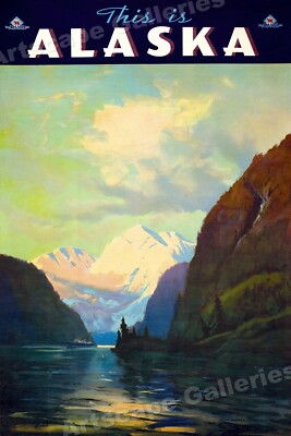 "This is Alaska" Vintage Style 1930 Alaska Steamship Line Travel Poster ...