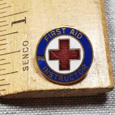 Vintage Pin Enamel Red Cross First Aid Instructor H67 | eBay