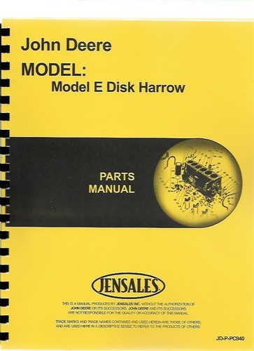 John Deere E Disk Harrow Parts Manual Catalog PC940 | eBay