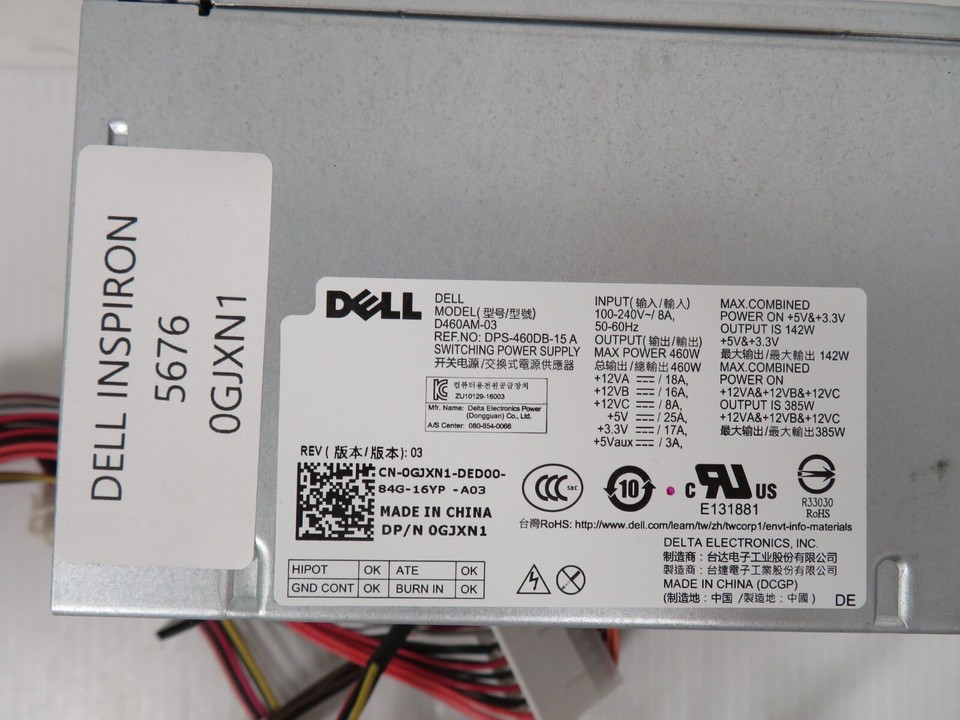 Dell Inspiron 5676 460W Power Supply D460AM-03 GJXN1 0GJXN1 | eBay