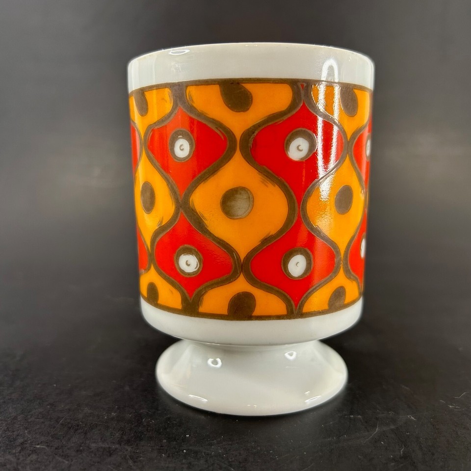 Holt Howard Design Orange Ikat Pedestal Coffee Mug Porcelain Made in ...