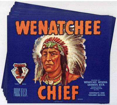 25 Wenatchee Chief Brand, Washington Apple Crate Labels, Wholesale ...