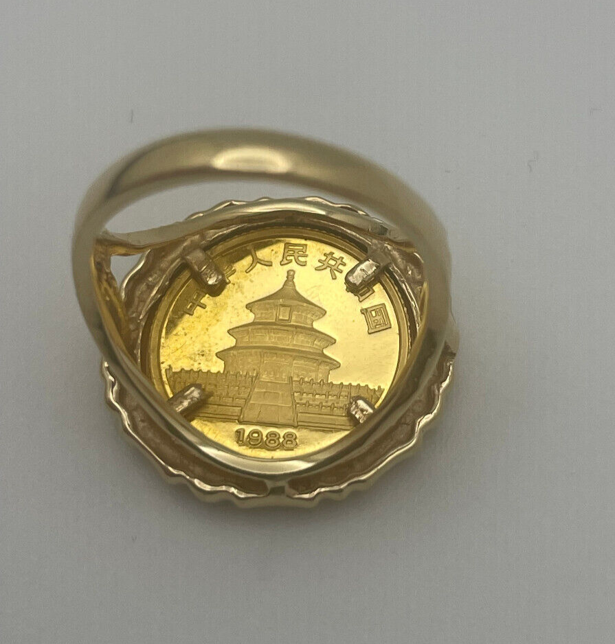 14K Yellow Gold 1988 1/20oz .999 Gold Chinese Panda Coin Ring 5.47 ...