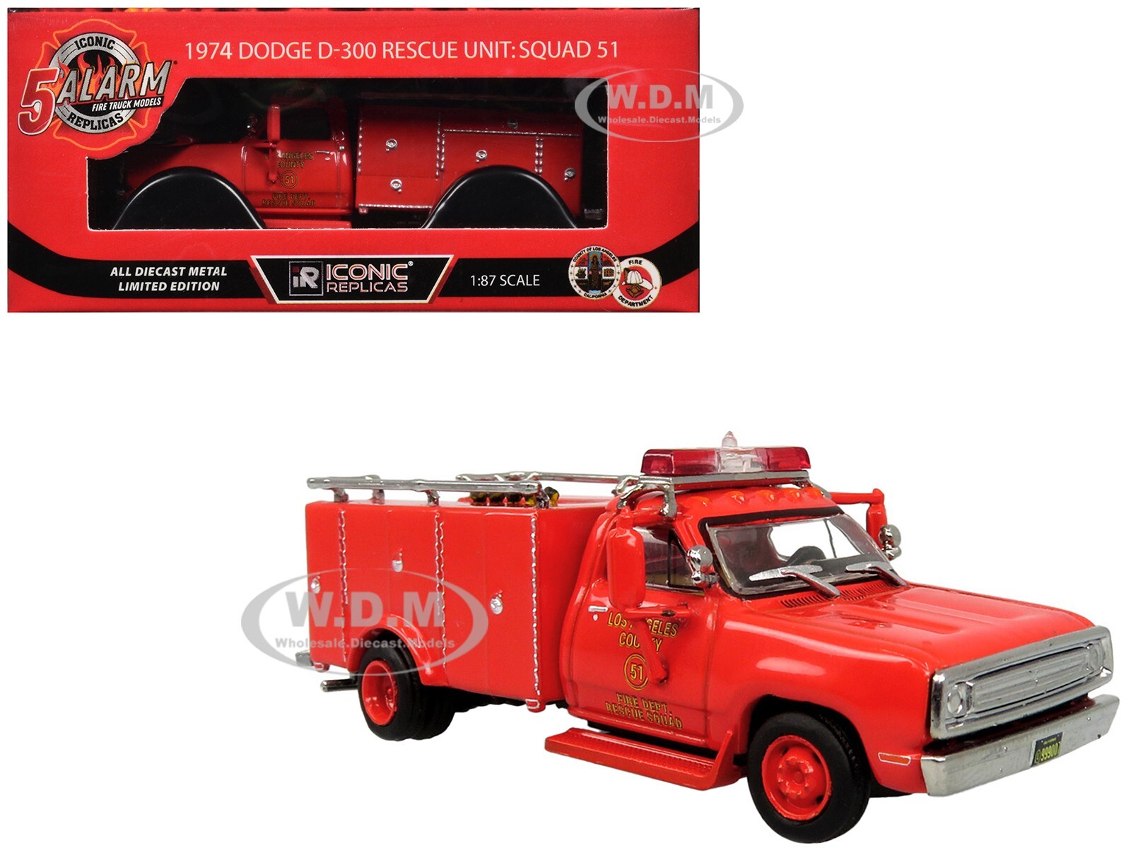 1974 DODGE D-300 RESCUE UNIT "LACOFD SQUAD 51" 1/87 BY ICONIC REPLICAS ...