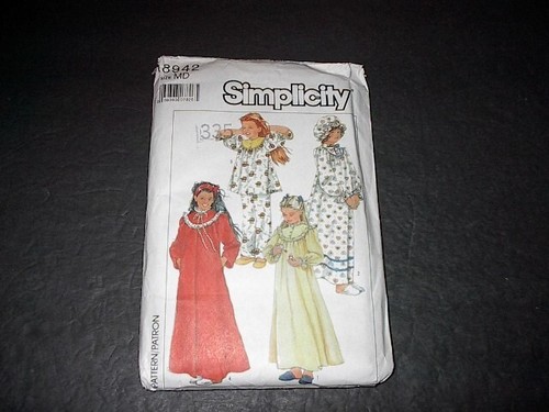 Simplicity Pattern 8942 Girls' Nightgown, Pajamas, Robe and Hat ~ Size ...