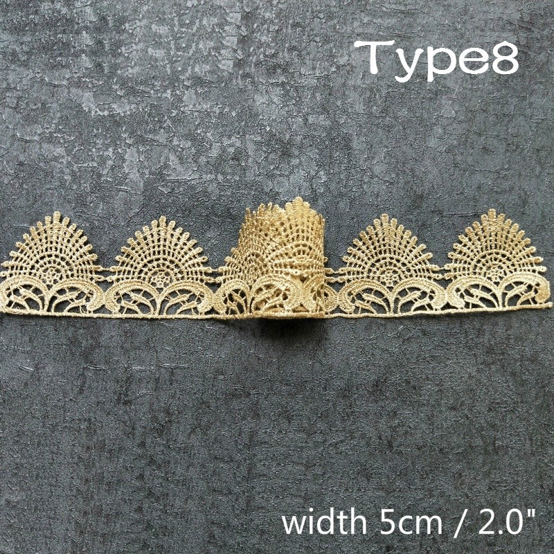 Gold Embroidered Lace Edge Trim Ribbon Decor Applique Retro DIY Sewing ...