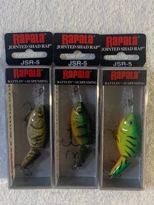 (LOT OF 3) RAPALA JOINTED SHAD RAP JSR-5. 1/4oz. MULTIPLE COLORS NIP ...