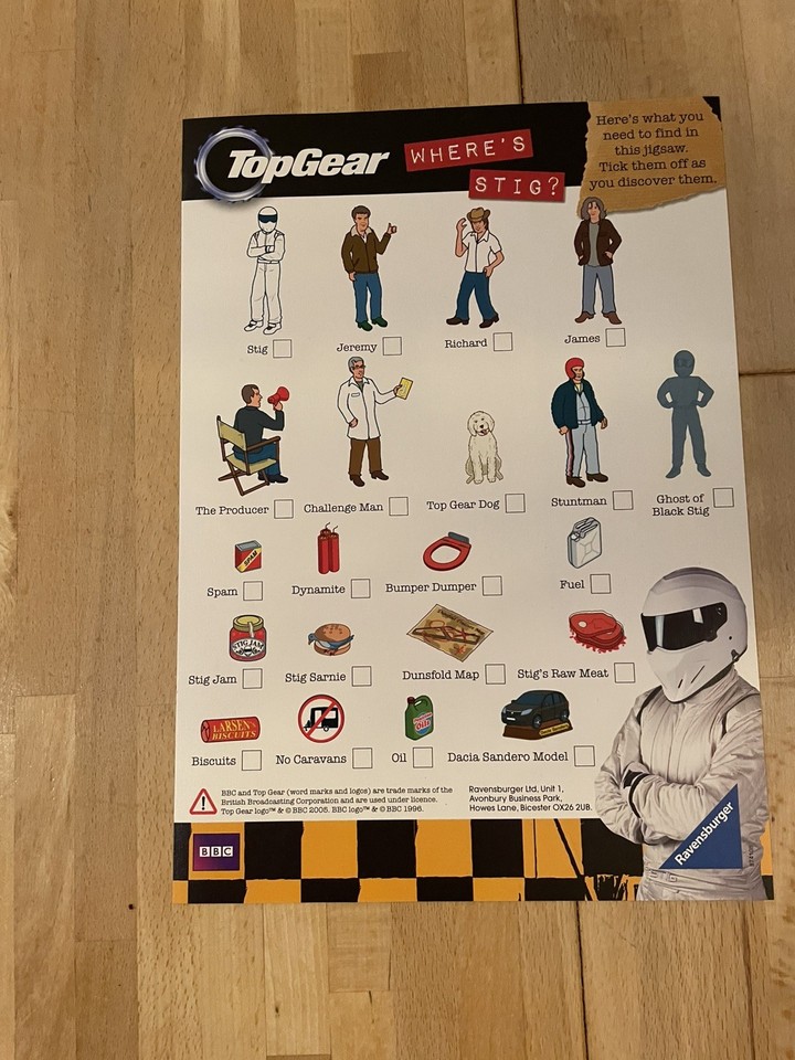 RAVENSBURGER TOP GEAR 'WHERE'S STIG?'' 1000 PIECE JIGSAW PUZZLE ...