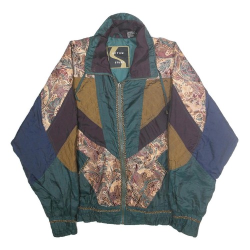 ACTIVE STUFF Womens Green & Brown Pattern Zip Up Jacket L Polyamide ...
