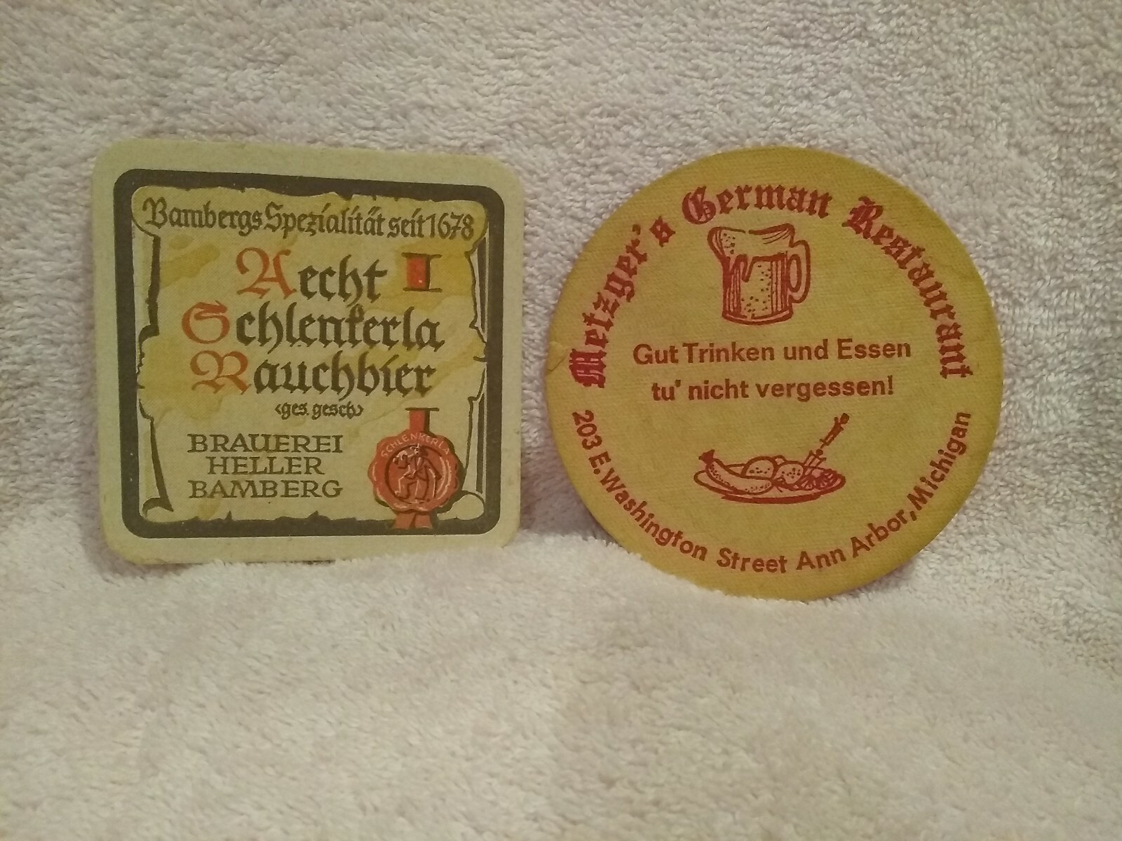 2 German Coasters - Metzer's German Restaurant of Ann Arbor, Bamberg's ...