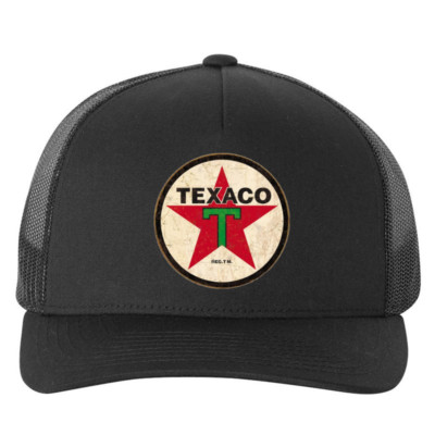 Texaco - Vintage Sign Logo Printed Emblem Hat Five Panel Black Retro ...