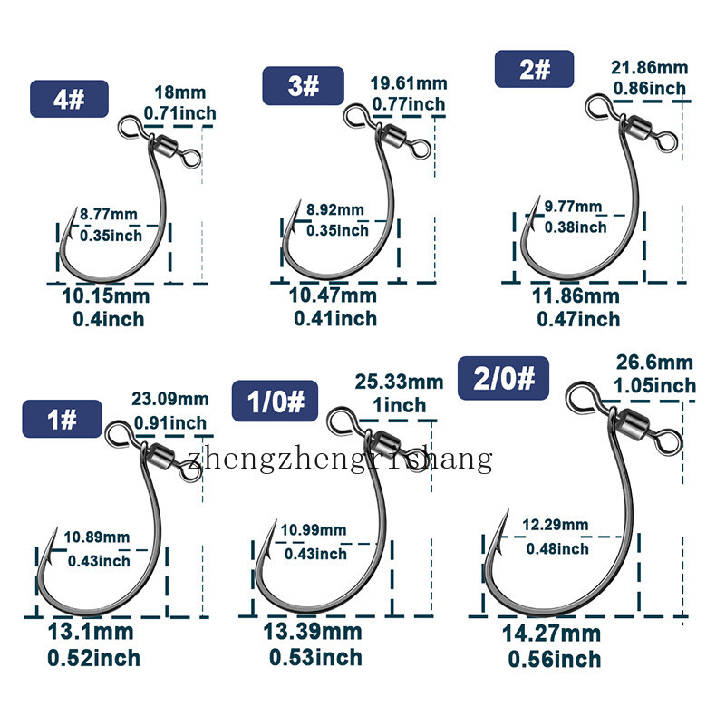 50Pc Drop Shot Hooks with Swivel Soft Lure Hook Worm Hooks for Bass ...