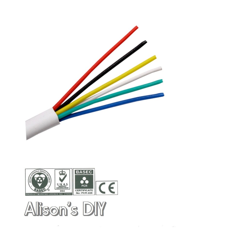Alarm Cable 6 Core White Intruder Burglar Secuirty Wire PVC Insulated ...