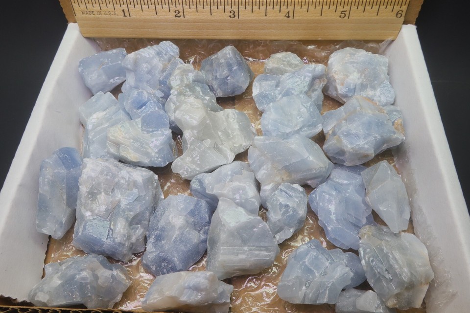 Blue Calcite Box 1 Lb Natural Blue Crystal Chunks Raw Mineral Specimens ...