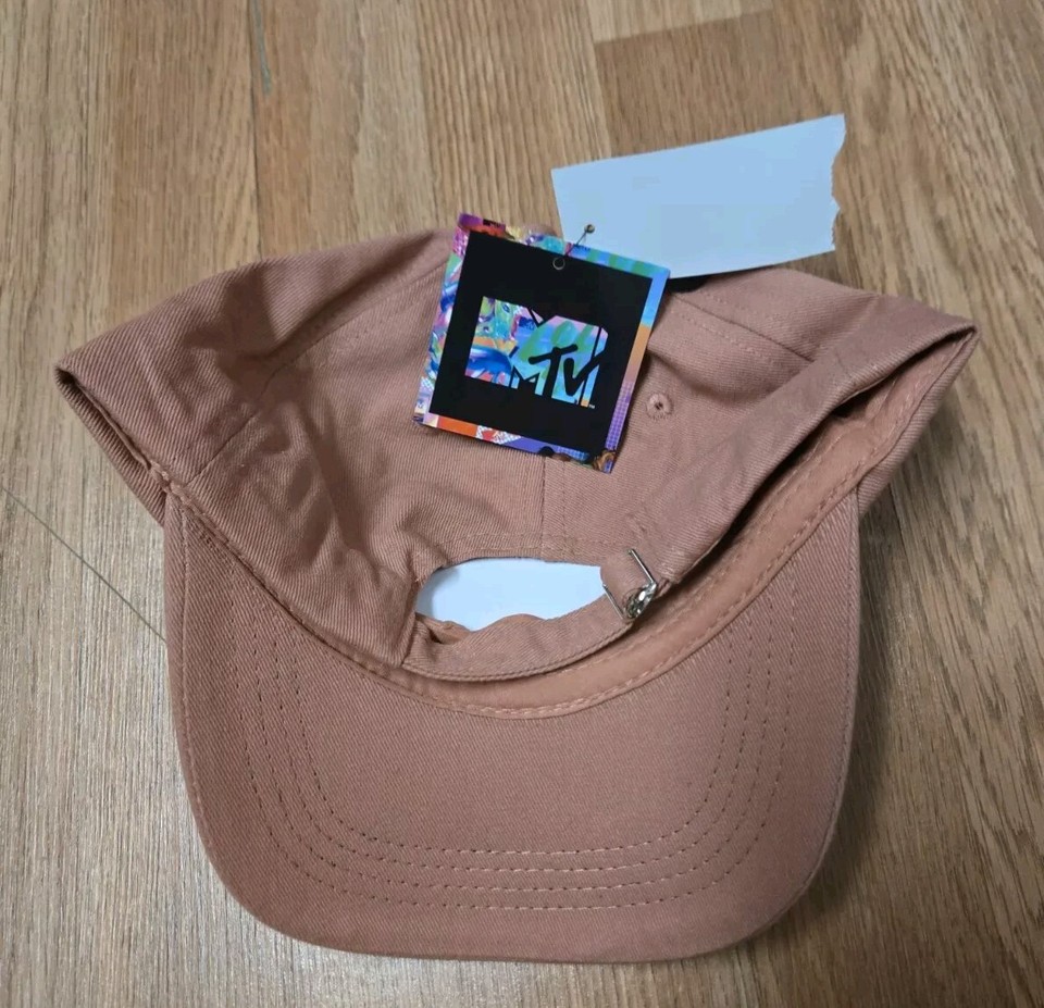 MTV Hat Baseball Cap Adjustable Music Television Official Mauve Peach Pink | eBay