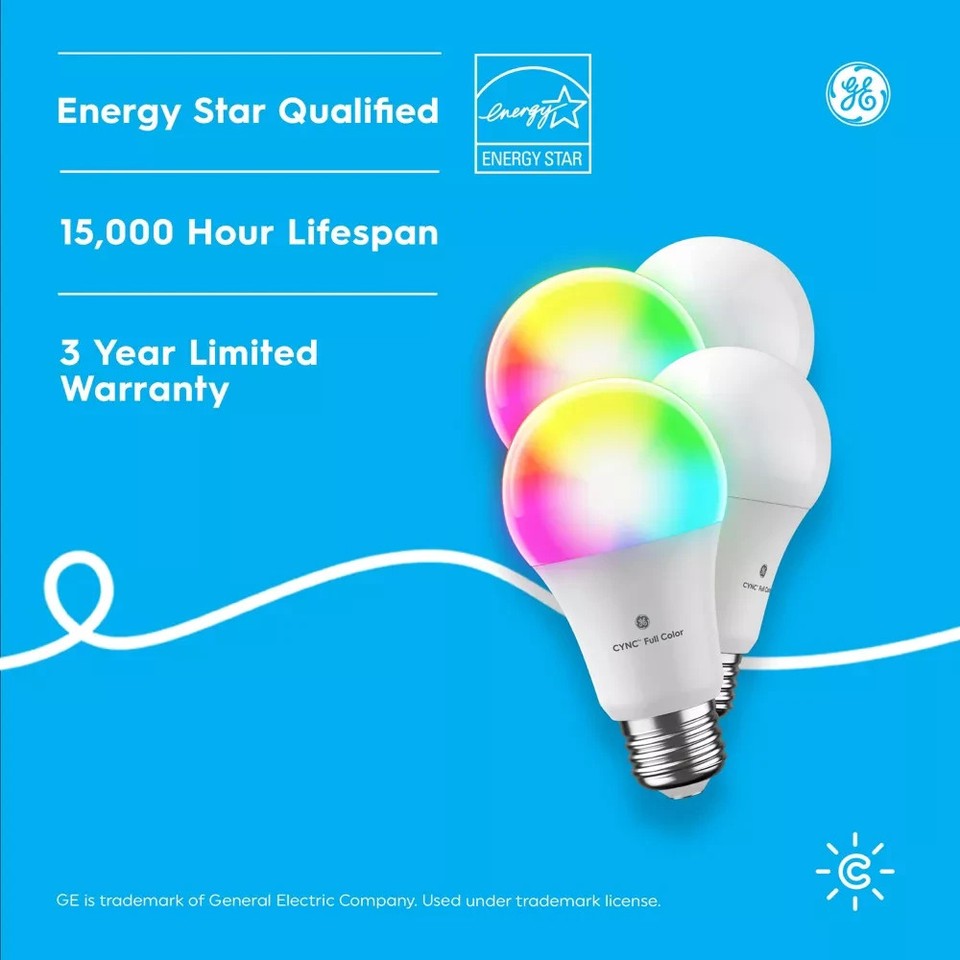 Brand New GE Cync Direct Connect Smart Bulbs Full Color A19 60W (4/Pack ...