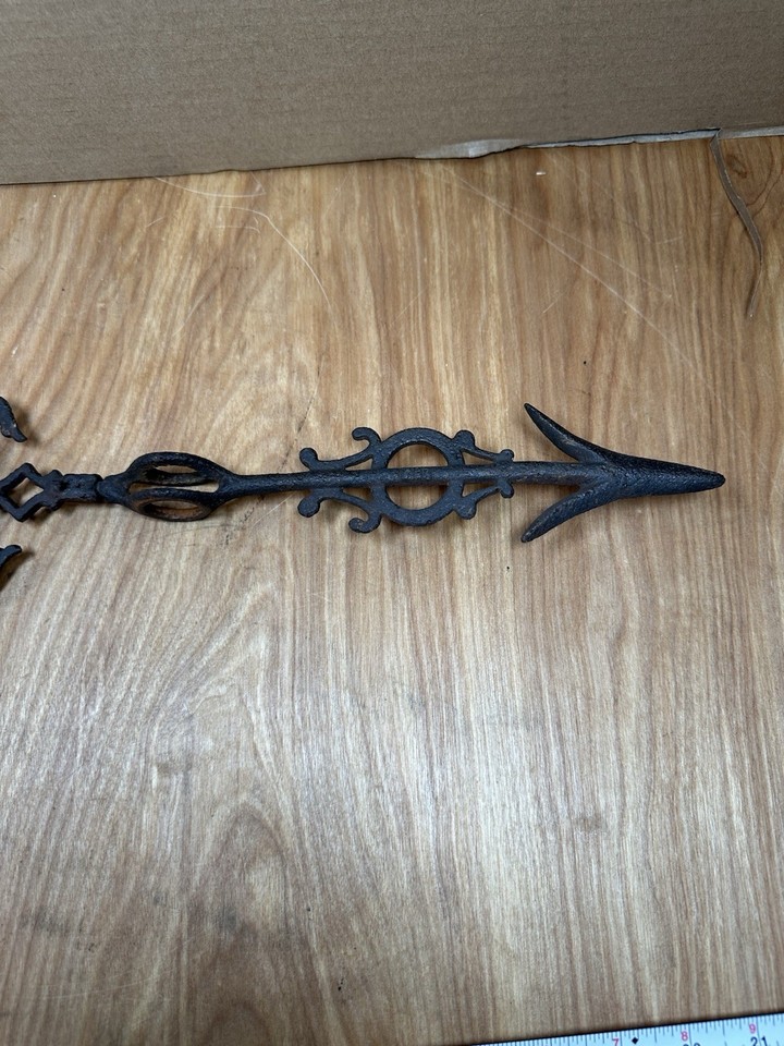 Antique Cast Metal Weathervane Direction Arrow LIGHTNING ROD Red Glass ...