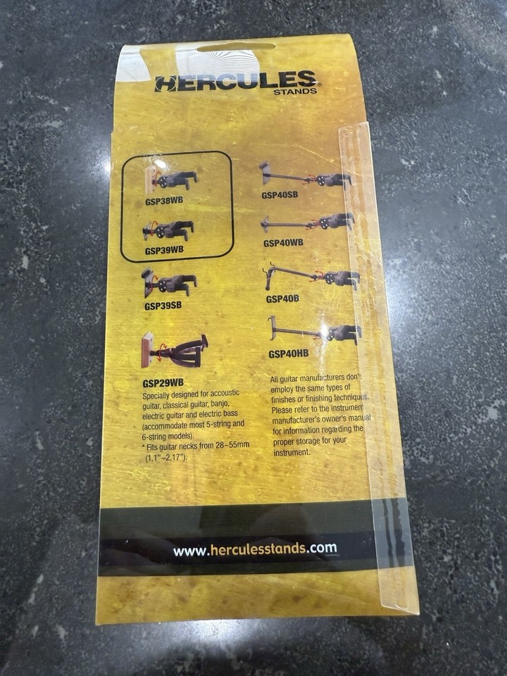 Hercules Guitar Hanger - GSP38WB / GSP39WB - Swivel Wall Mount | eBay UK