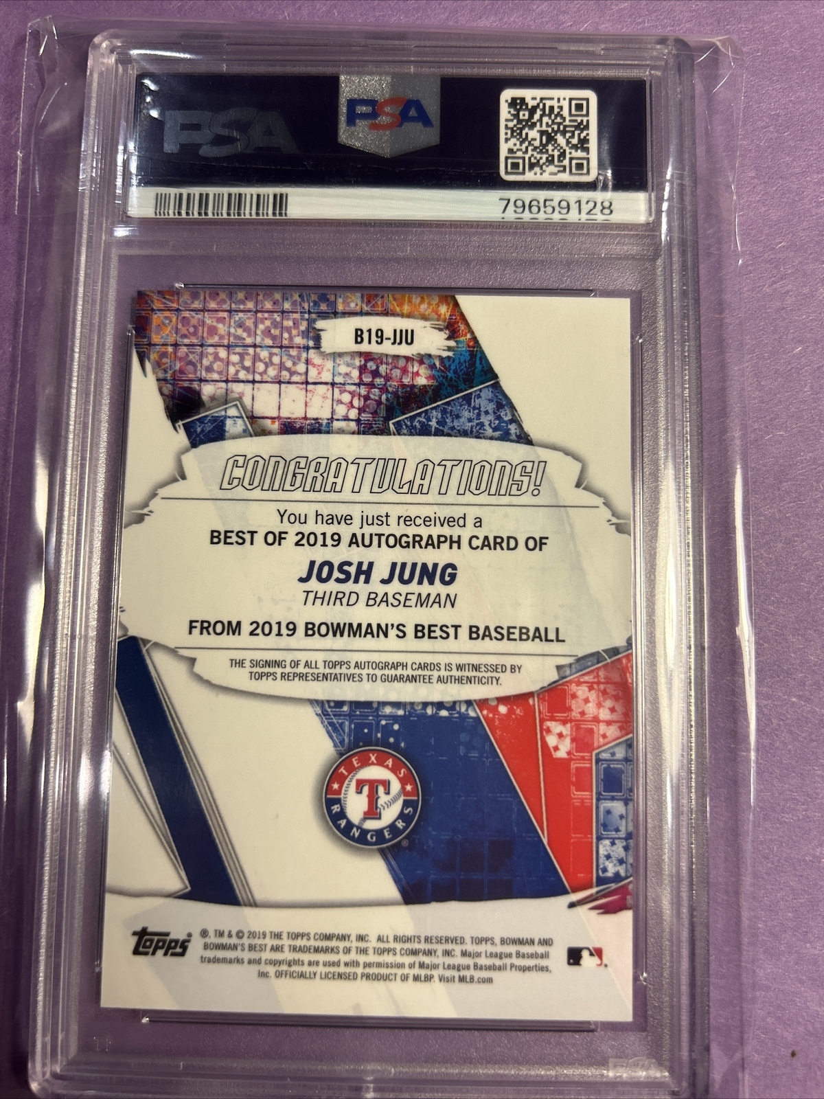 2019 1st Bowman's Best RED REFRACTOR Josh Jung Auto # 3/10 RC PSA 10 ...