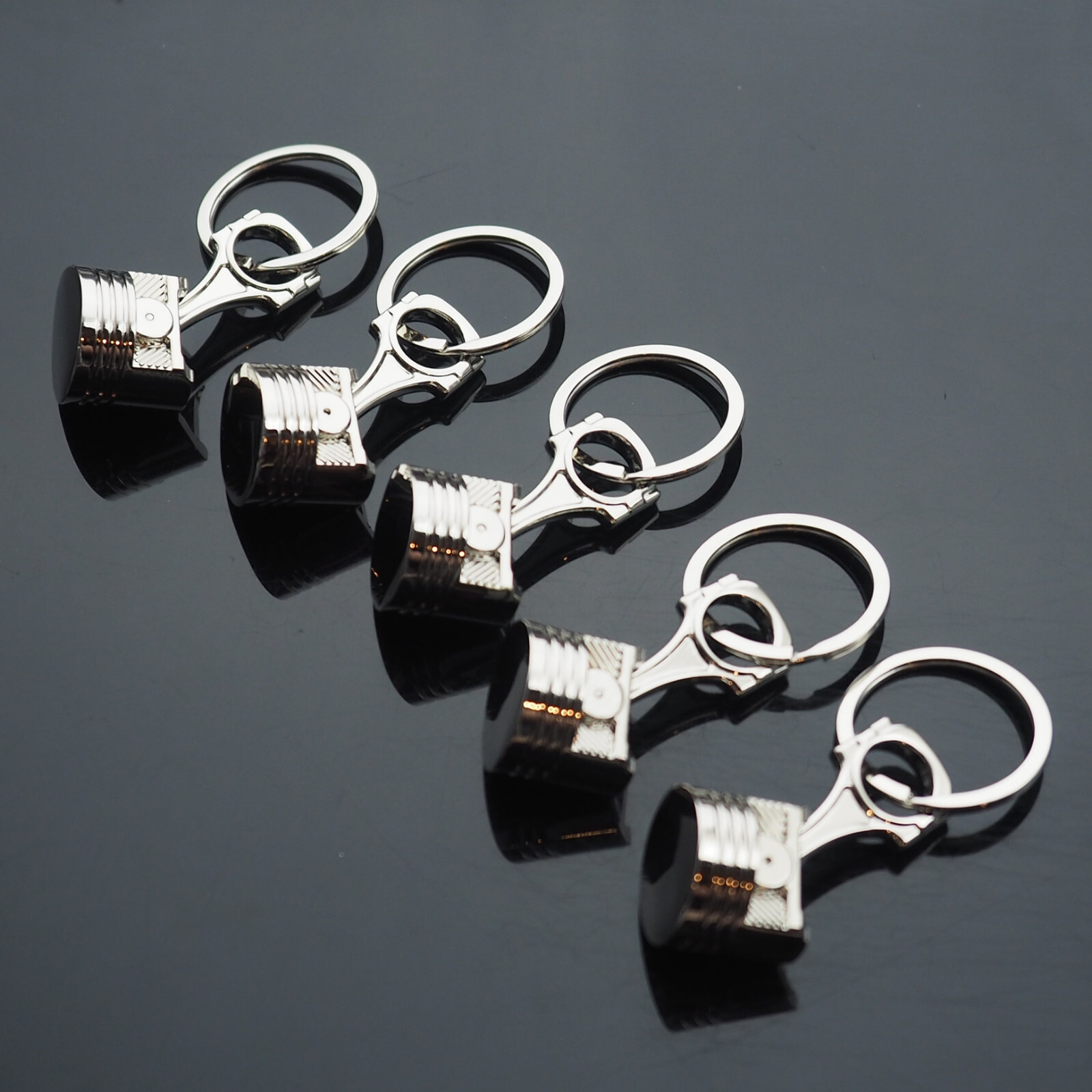 5x PCS Piston Keychain Engine Connecting Rod Metal Keyring Key Chain ...