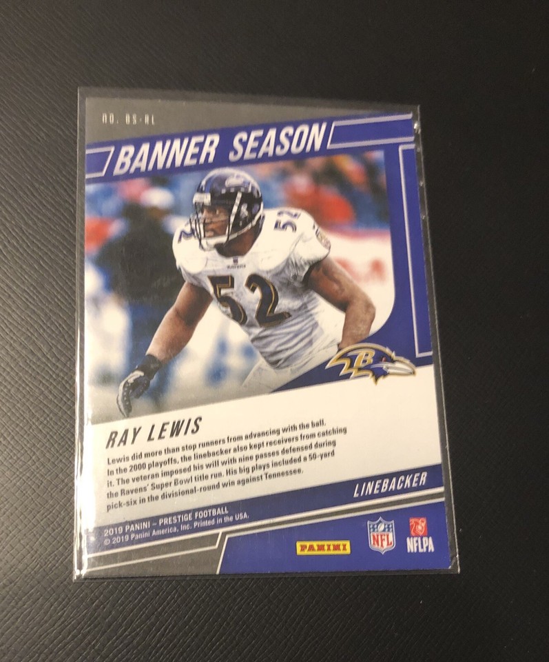 2019 Prestige Banner Season Insert #BS-RL Ray Lewis Ravens Football ...