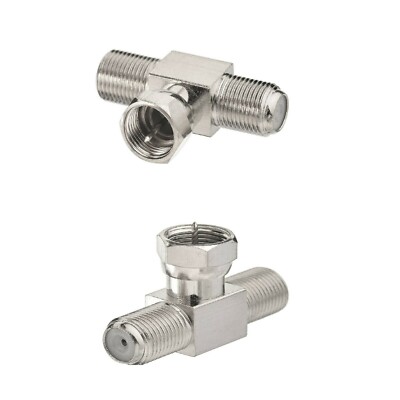 5PCS 3 Way F Male to Dual F Female F Splitter Connector for TV Video ...