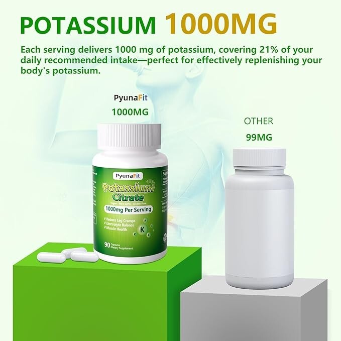 Potassium Supplement 1000Mg – High Potassium Citrate for Leg Cramps ...