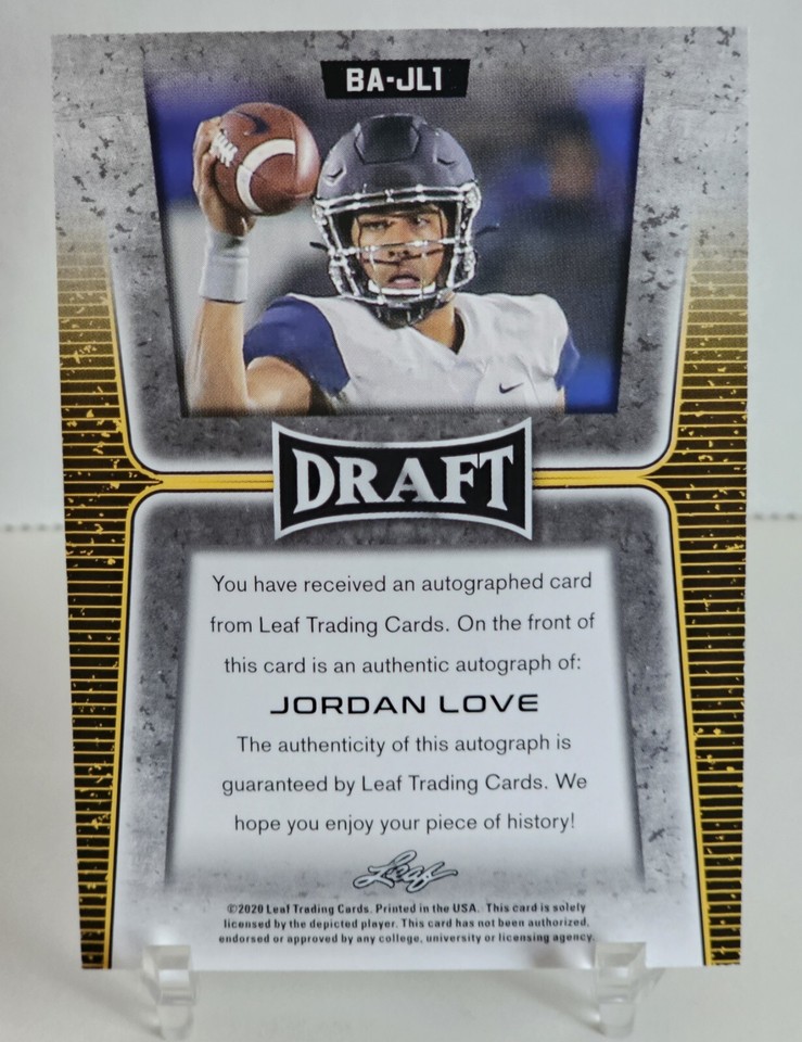 2020 Leaf Draft Football Jordan Love Autograph BA-JL1 Jordan Love | eBay