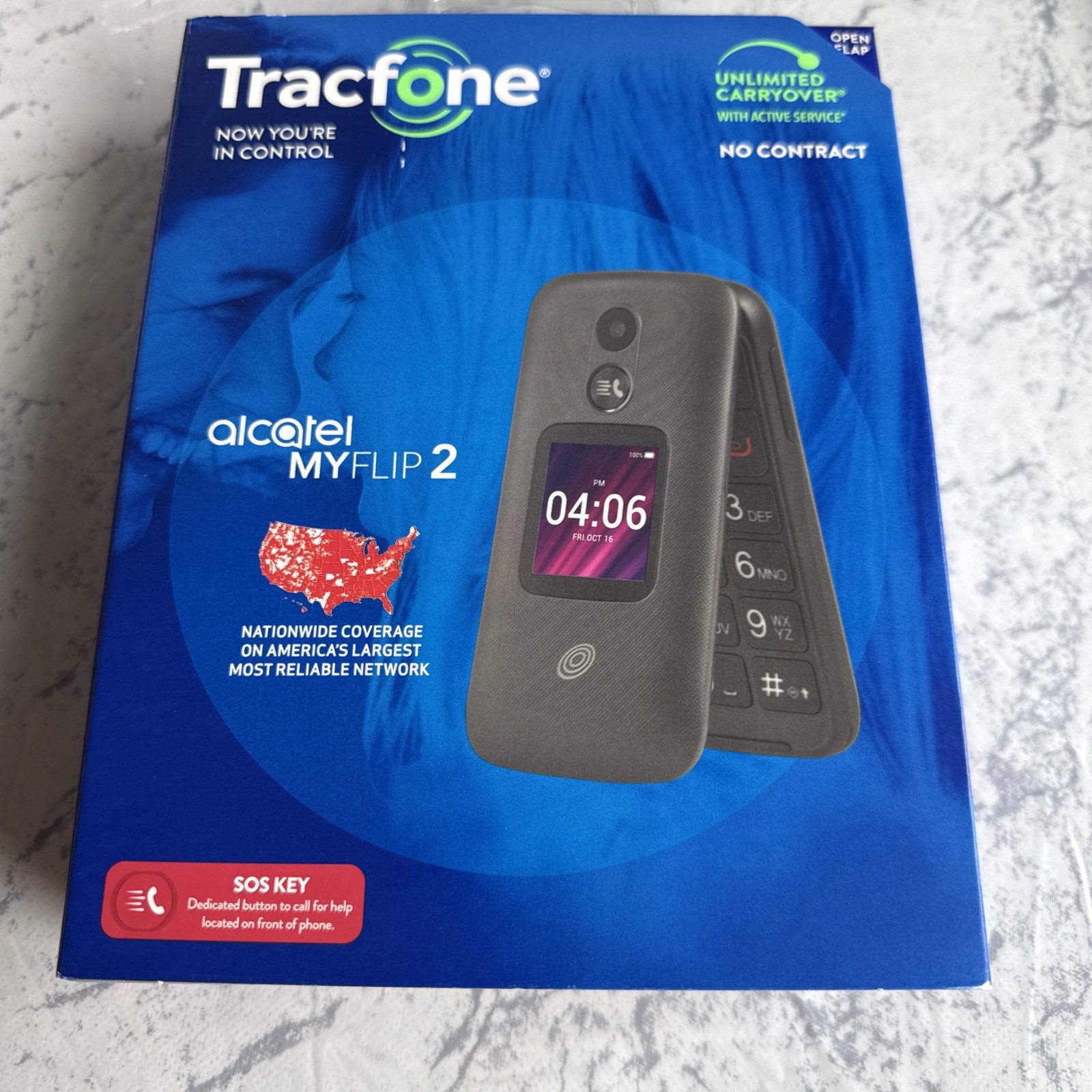 Tracfone Alcatel MY FLIP 2 (A406DL) Prepaid Flip Phone No Contract, New ...