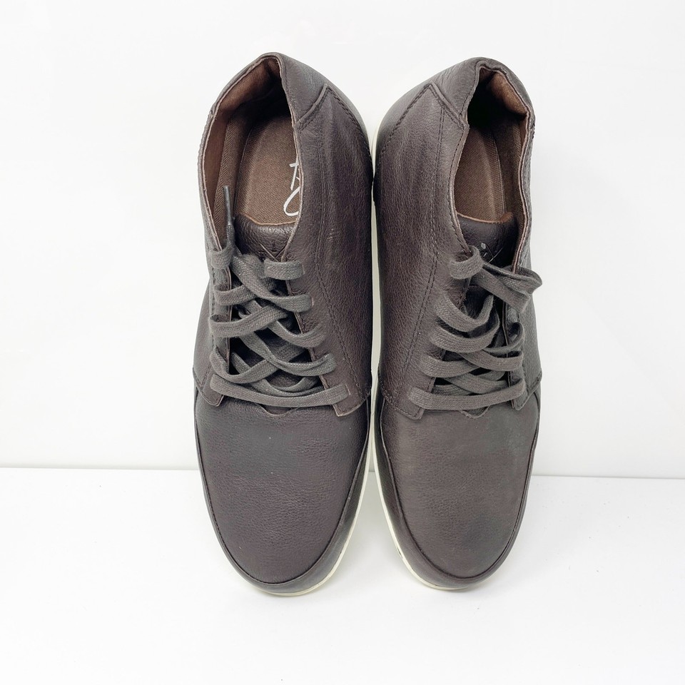 K1X Mens Brown Leather Almond Toe Lace Up Low Top Casual Shoes Sneakers ...