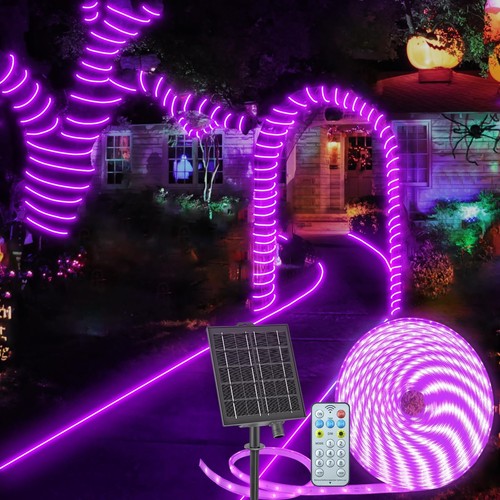 Solar Purple Lights Outdoor, 33ft Purple Solar Strip Lights with Timer ...