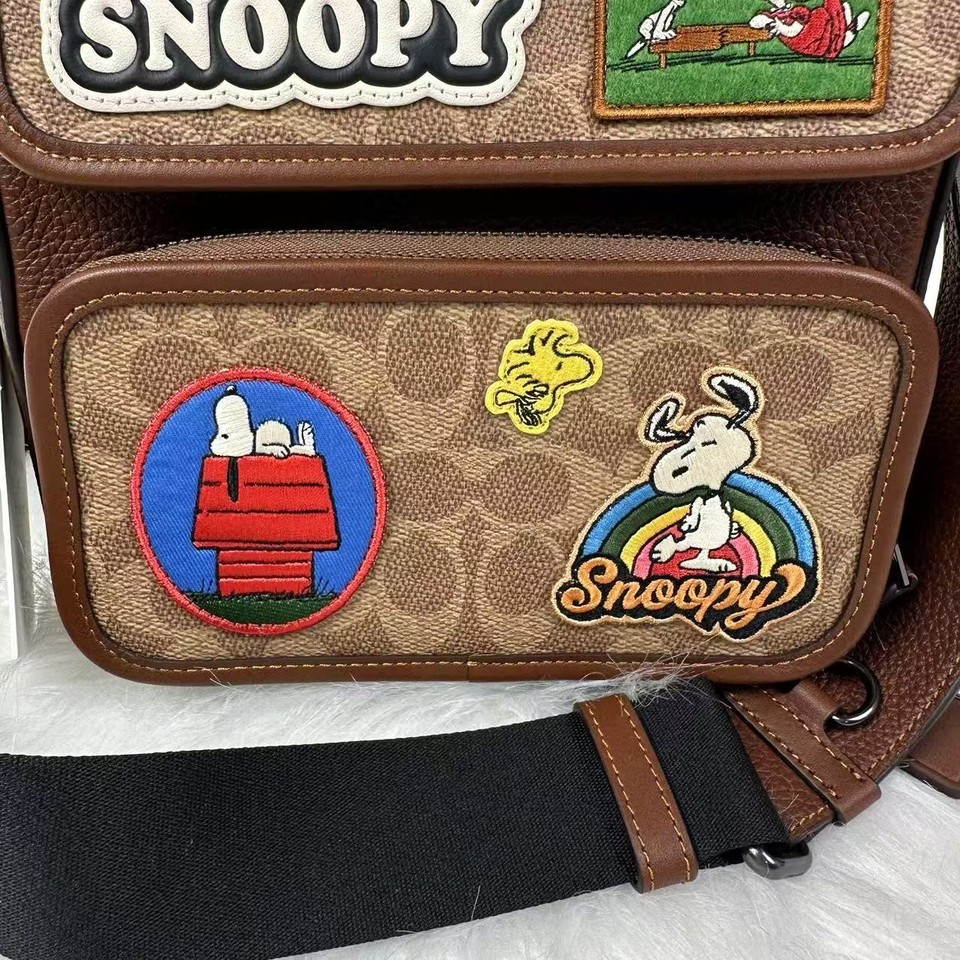Coach X Peanuts Sullivan Flap Crossbody Bag Signature Canvas With ...