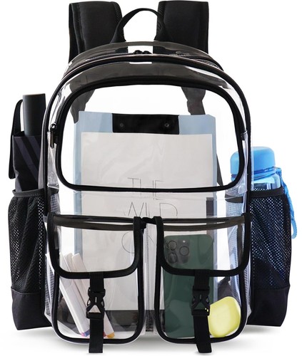 Clear Backpack for School, Clear Bookbag Heavy Duty Transparent ...