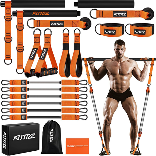 Pilates Bar Kit with Resistance Bands, Heavy Duty Equipment 1-Orange | eBay