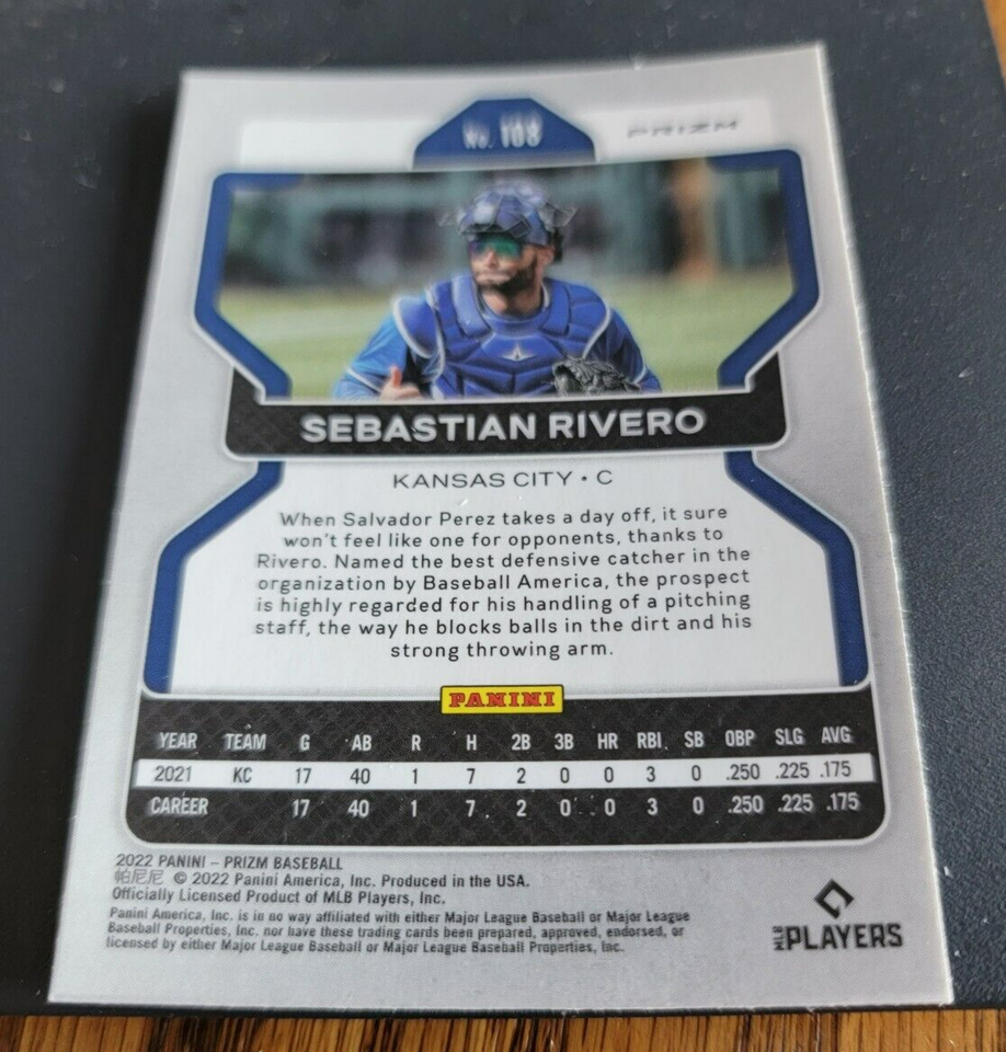 2022 PANINI PRIZM BASEBALL #108 SEBASTIAN RIVERO RED WHITE BLUE ROOKIE ...