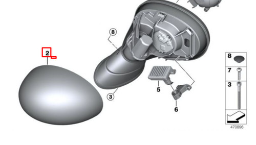 NEW MINI CABRIO F57 FRONT RIGHT DOOR MIRROR FRAME 51167375966 ORIGINAL ...