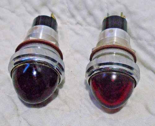 Lot of 2 Vintage Johnson Indicator Dash Light Red Panel Pilot Rat Rod ...