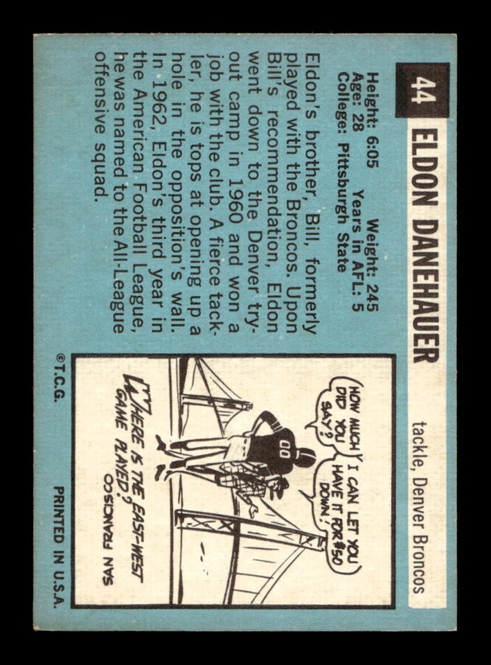 1964 Topps #44 Eldon Danenhauer Broncos VG *9s | eBay