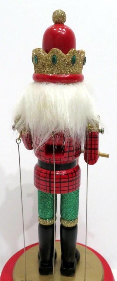 Vintage 12.5" Animated Wooden Nutcracker Music Box Wind Up Mouth & Arms ...