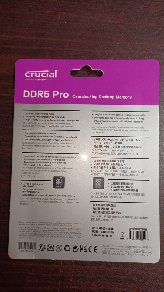 New Crucial Pro Overclocking 32GB (2x16GB) DDR5-6000 CL36 Desktop ...