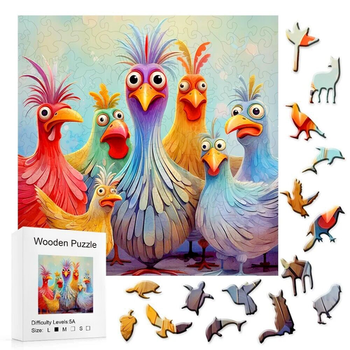 Funny Chickens Wooden Jigsaw Puzzle (Best Gift) | eBay