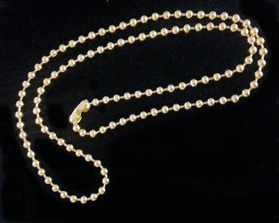 24k Gold plated military style ball link chain 18" or 20" long 3mm ...