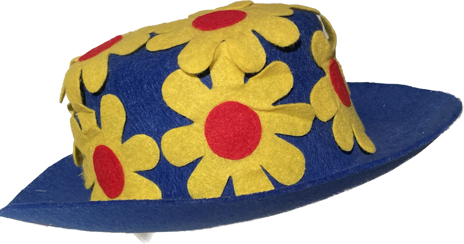 BLUE CLOWN DAISY DERBY HAT Costume Cap Funny Adult Bowler Yellow ...