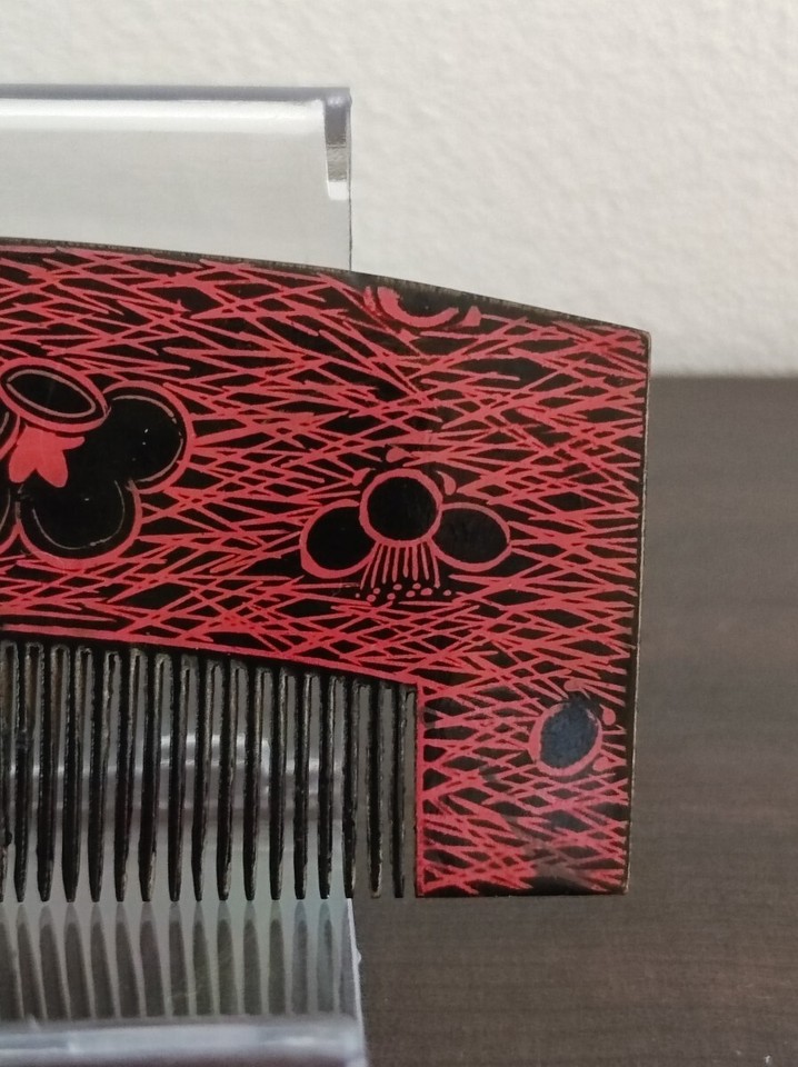 Antique Japanese Lacquered Wooden Comb Kanzashi Kimono Hair Accessory ...