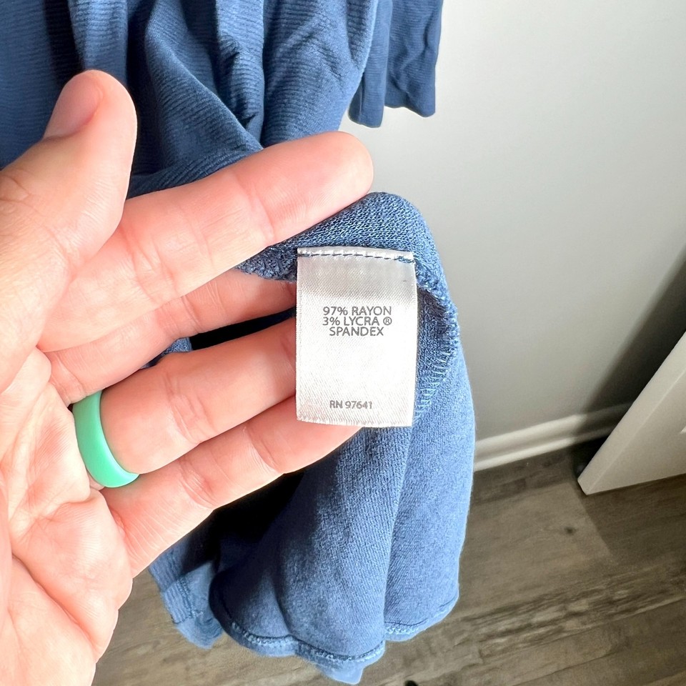 J. Jill WearEver Collection Blue Funnel Neck Ribbed Long Sleeve Midi ...