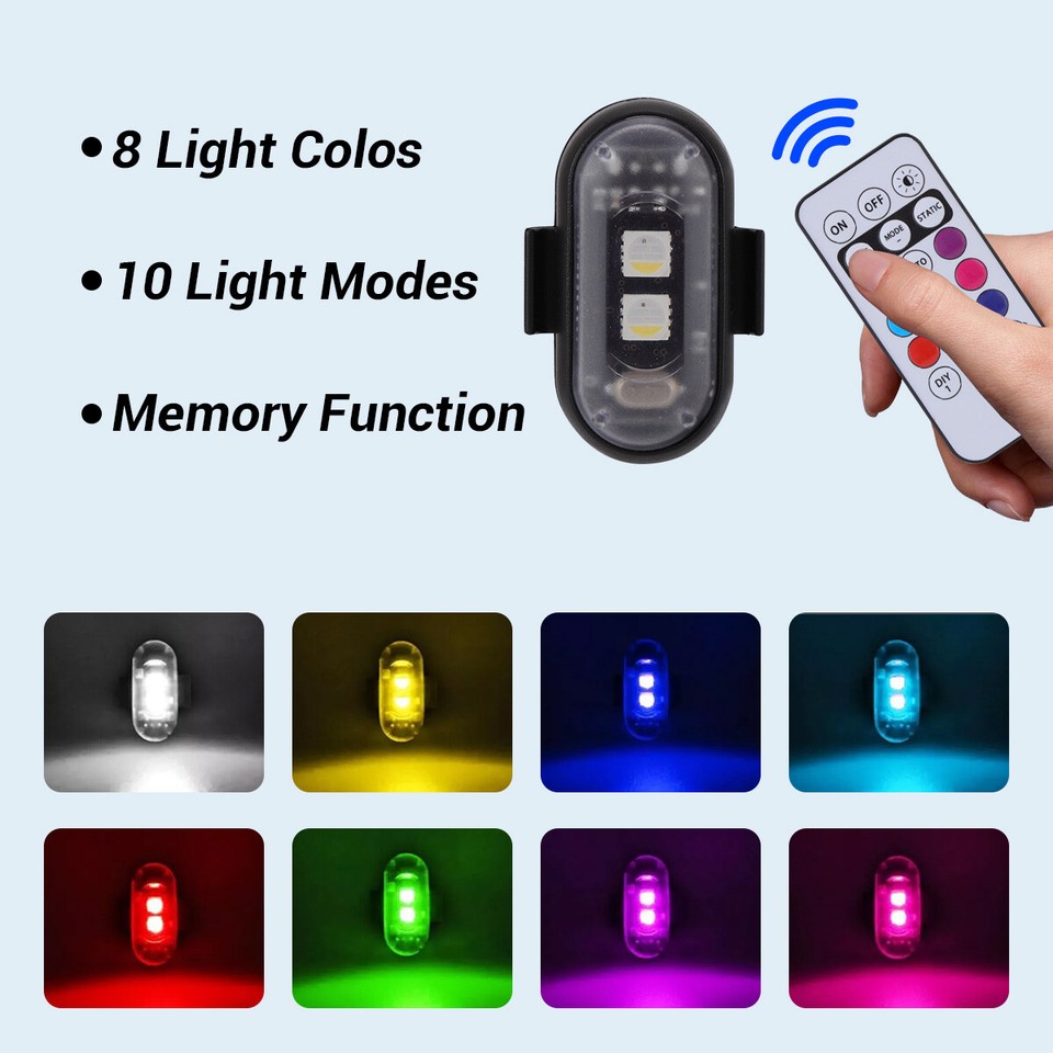 6PCS Wireless LED Strobe Light RGB 8 Colors Rechargeable Flashing ...