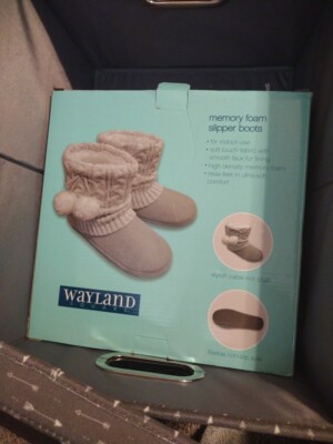 Wayland Square Memory Foam Slipper Womens Boots and Gray Scarf Size ...