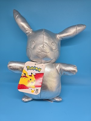 Pikachu Pokemon 10" Silver Plush 2021 25th Anniversary Jazwares Stuffed ...